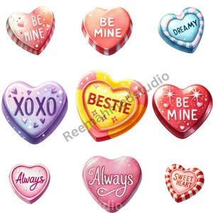 27 Candy Hearts Clipart Bundle – Valentine Pngs With Transparent ...