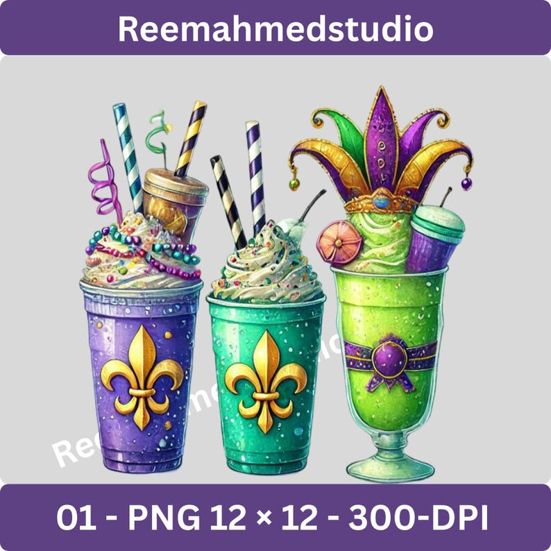 Mardi Gras Drink Clipart | Transparent Background | Easy Crafting & DIY ...