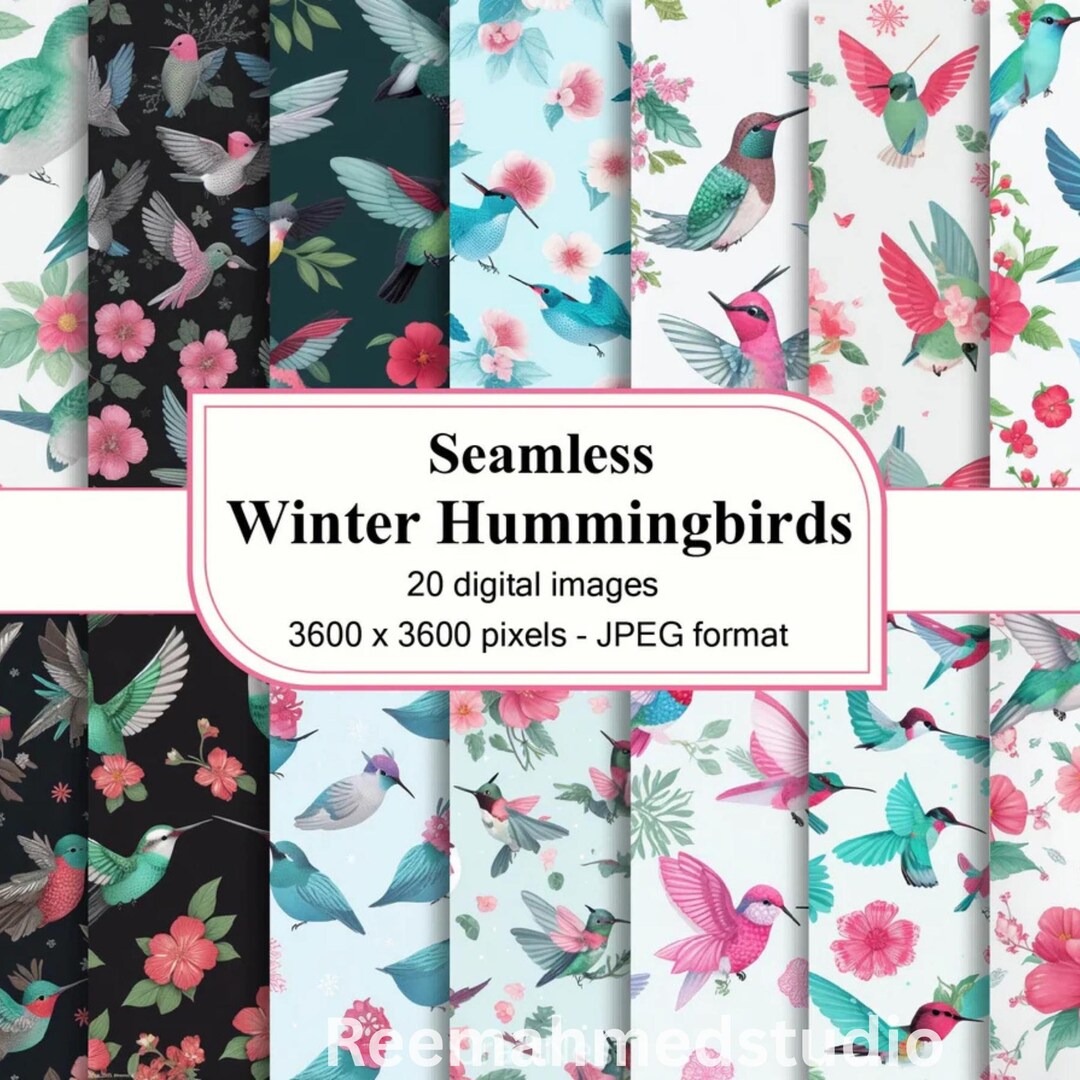 20 Winter Hummingbirds Digital Paper Bundle | High-resolution 300 DPI ...