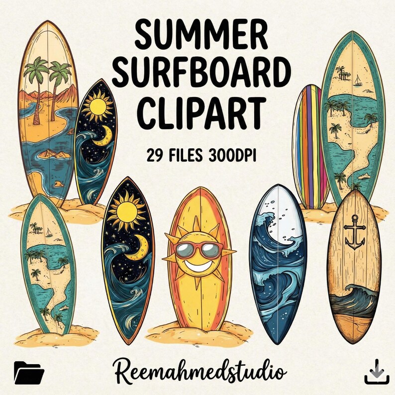 29 Summer Surfboard Clipart Bundle | Beach Surf PNG Set | Transparent ...