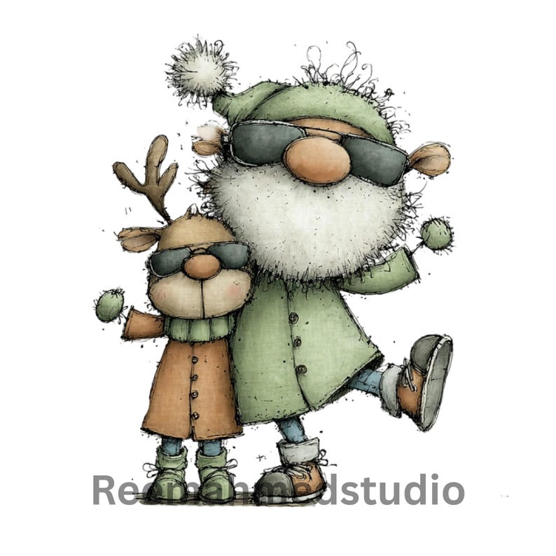 Whimsical Santa Clipart Bundle, Christmas PNG Graphics, Sublimation ...