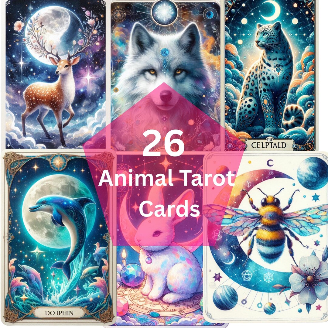 Animal Tarot Cards Clipart Bundle: Mystical Pet Illustrations ...