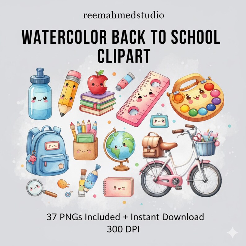 Back to School Clipart Bundle | 37 PNG Files With Cute Classroom ...