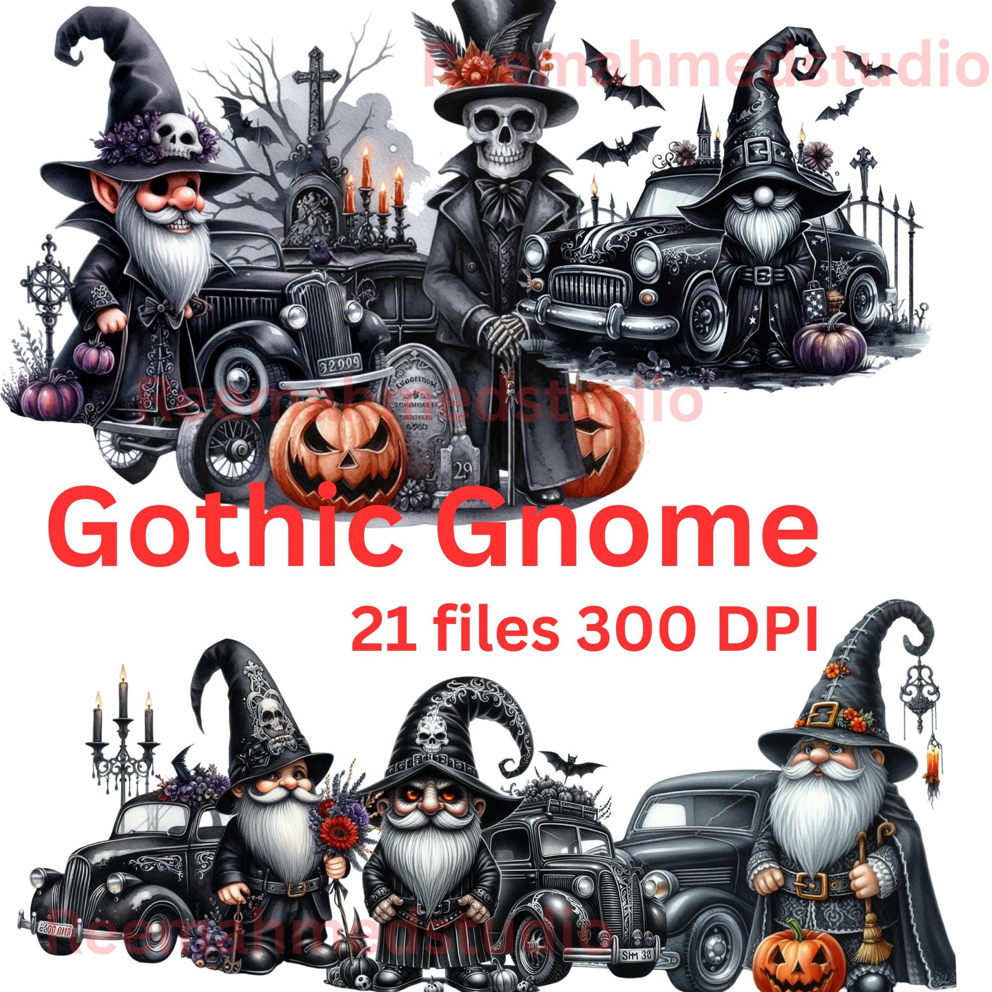 Gothic Halloween Gnome Clipart Bundle: Spooky PNG Graphics - Etsy