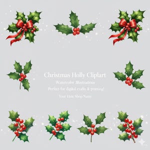 26 Christmas Holly Clipart Bundle | Festive Holiday Greenery Pngs for ...