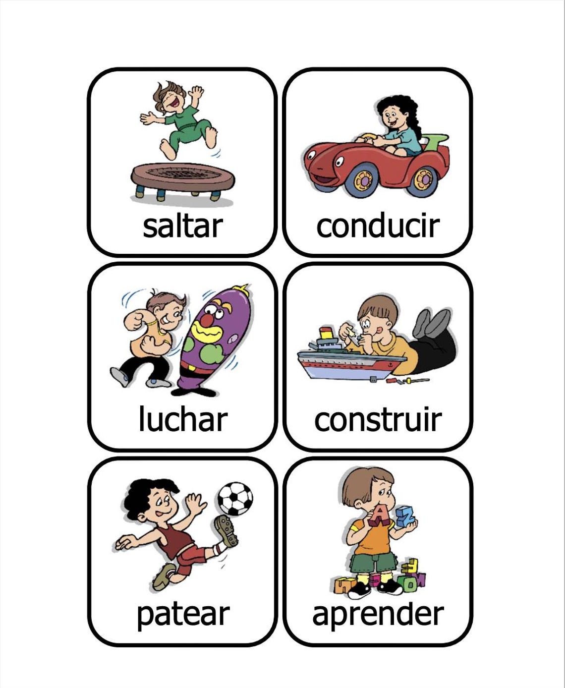 Spanish Verb List for Kids: Beginner Spanish Learning (printable Chart ...