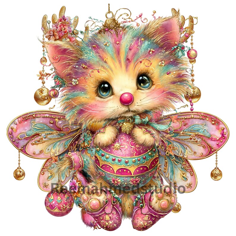 Whimsical Winter Cat Clipart Bundle, Cozy Kitten PNG, Holiday Animal ...