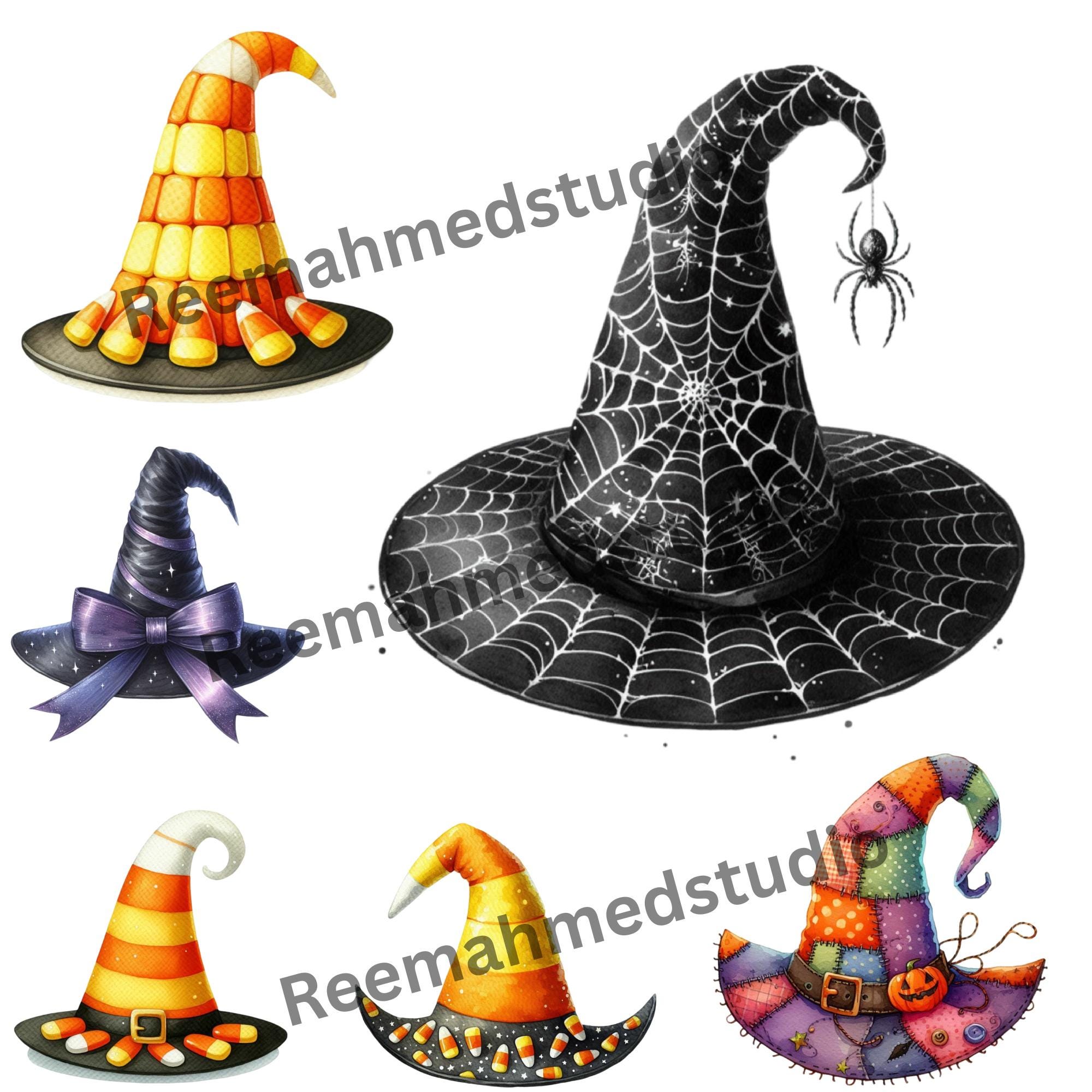 Halloween Witch Hat Clipart Bundle: Spooky PNG Graphics (300 DPI) - Etsy