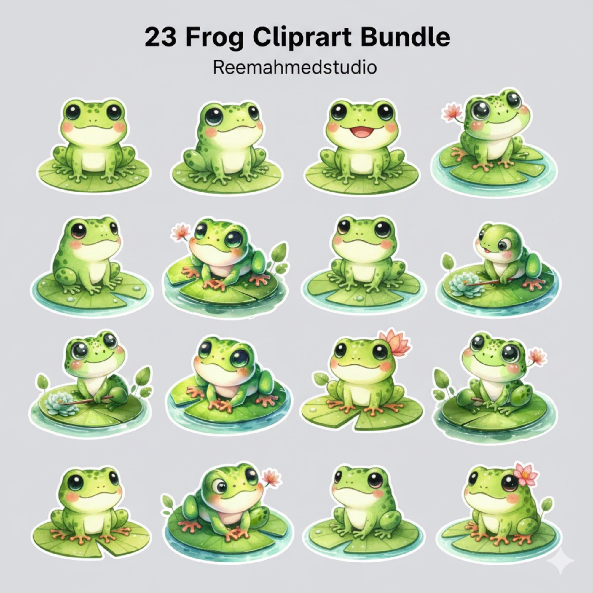 23 Frogs Clipart Bundle, Frog Graphics Designs Digital, Download ...