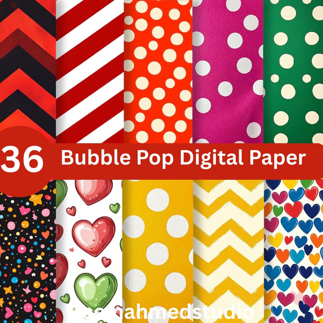 Bubble Pop Digital Papers – 36 Seamless Scrapbook Backgrounds (digital ...