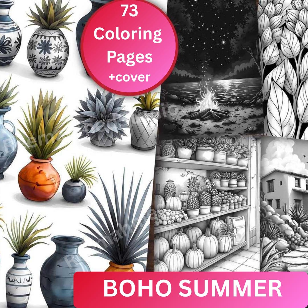 Boho Floral Coloring Book: 73 Printable Designs (instant Download PDF ...