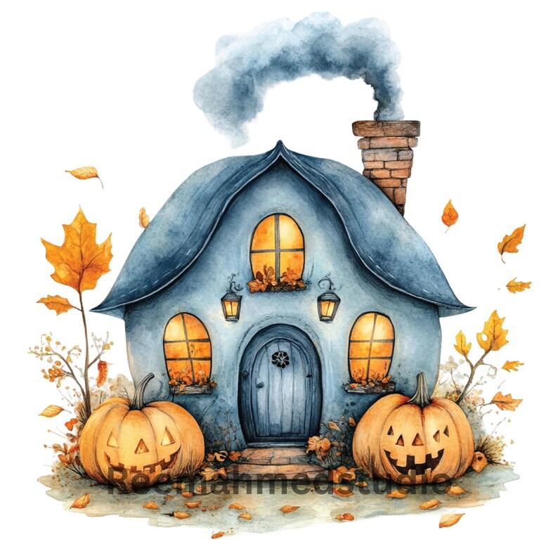 Whimsical Autumn House Clipart PNG Bundle, 20 Fall Cottage Clipart ...