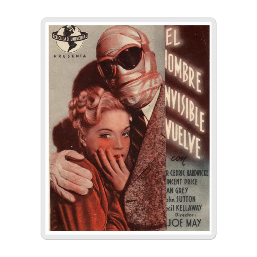DECAL- Invisible Man Classic Film Poster En Espanol Sticker - 3 Size ...