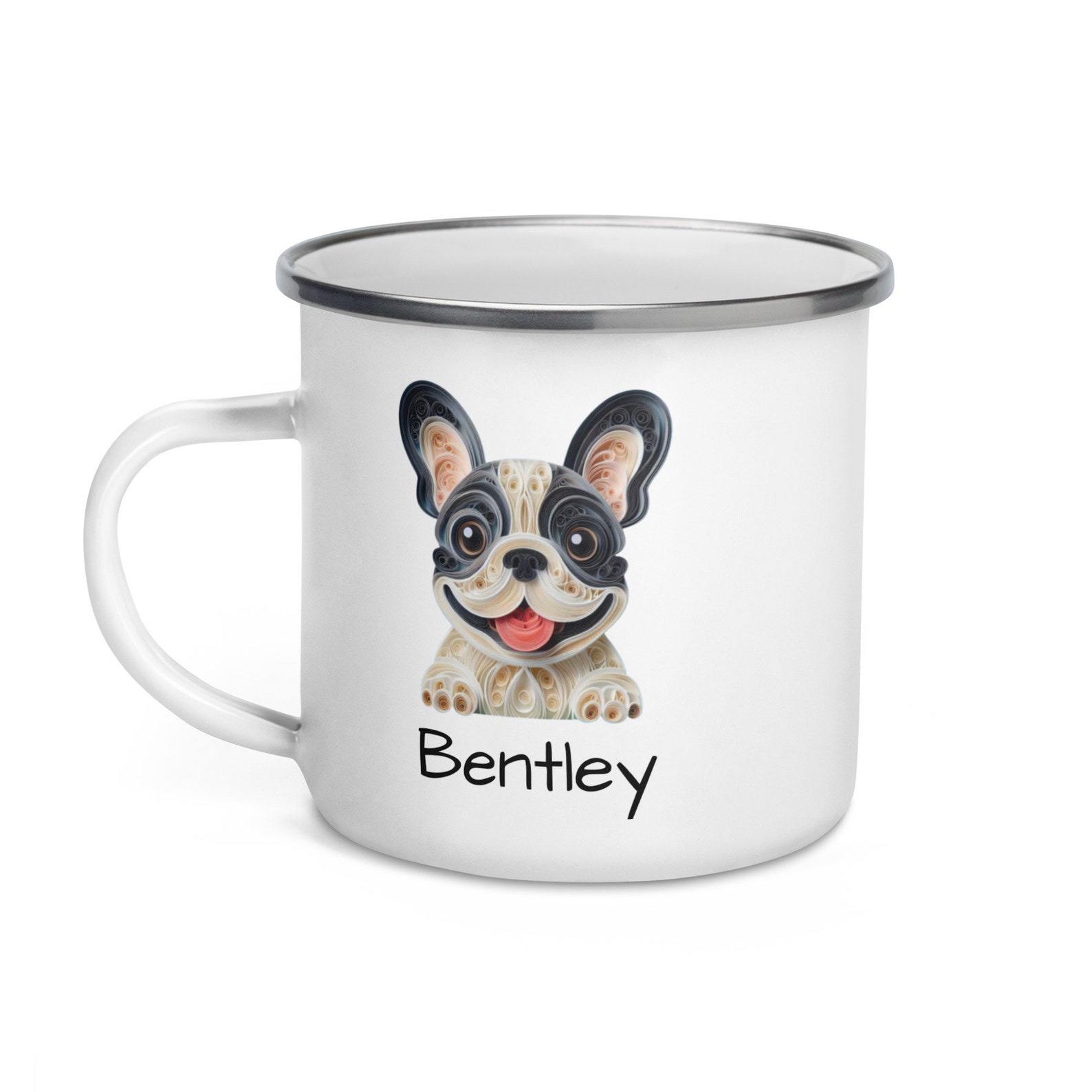 Personalized I Love My French Bulldog Mug- 2 Sided 12oz Enamel Mug W ...
