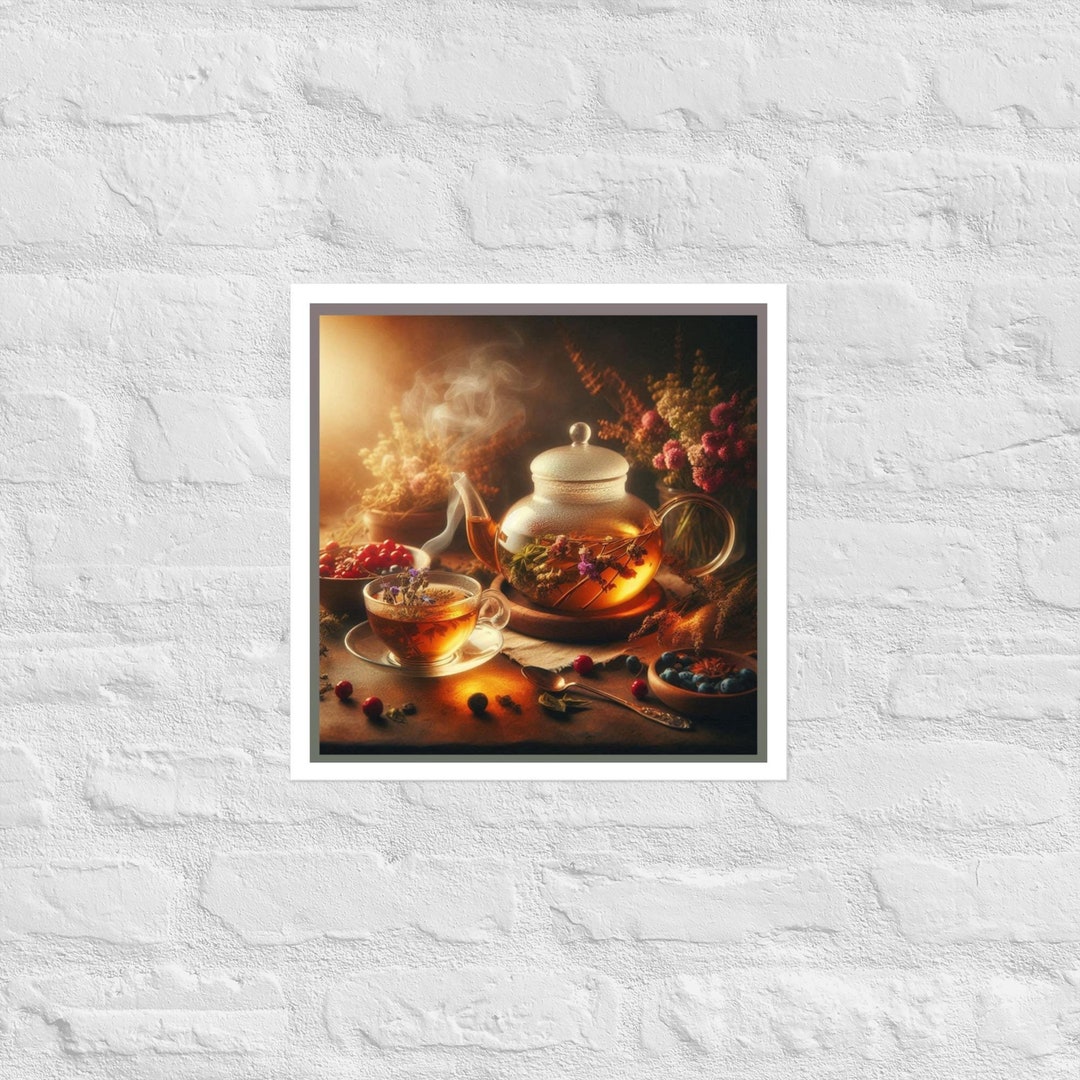 POSTER Clear Glass Teapot Soothing Tea Wall Art - Asst Sizes - Kitchen ...