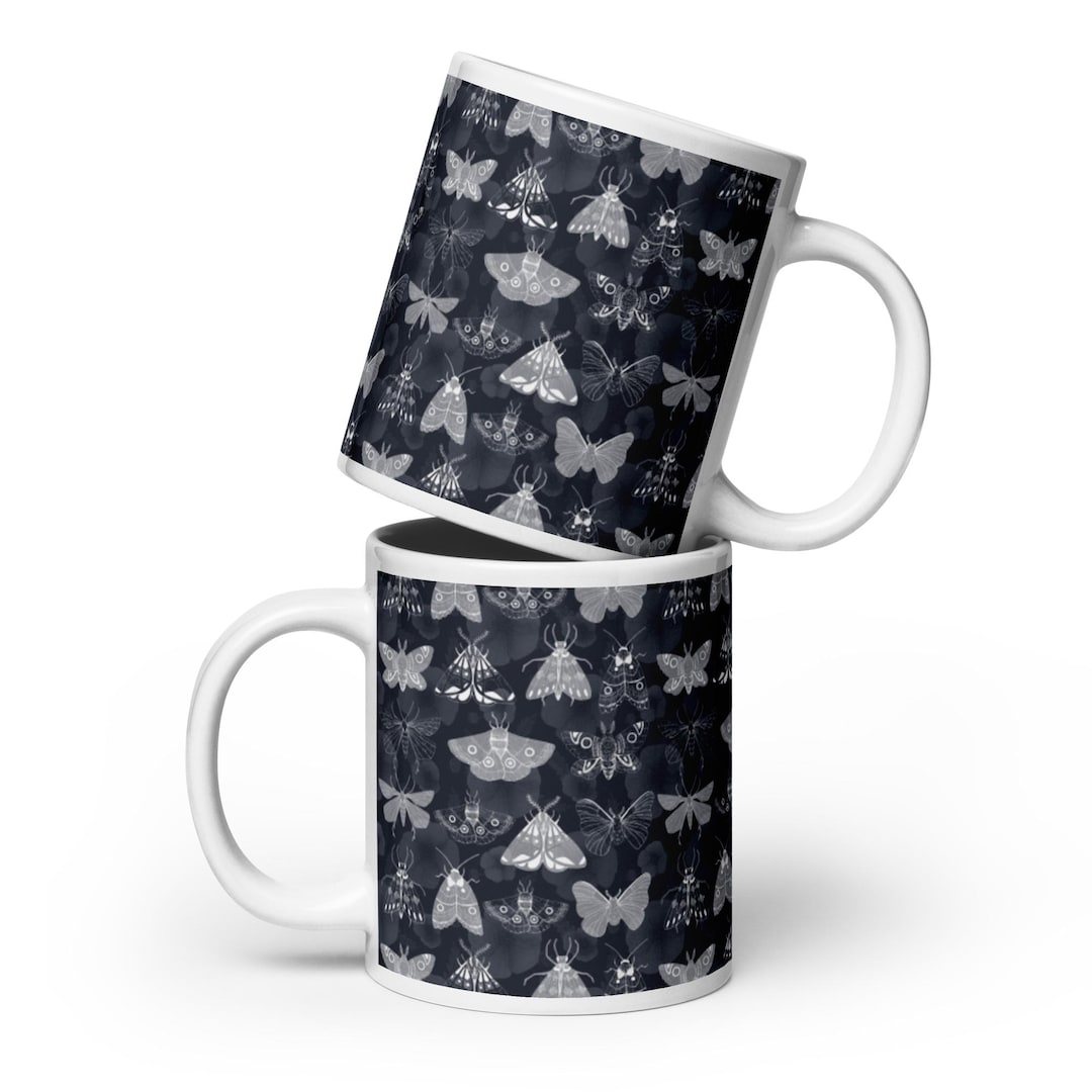 NIGHT MOTHS MUG - Wraparound Design - 3 Size Options - Moth Pattern ...