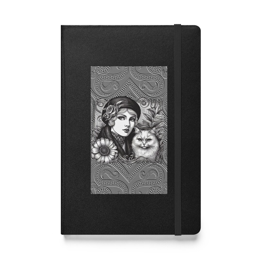 Hardcover 1920s Art Deco A Lady and Her Cat Notebook / Journal - 5.5" X ...