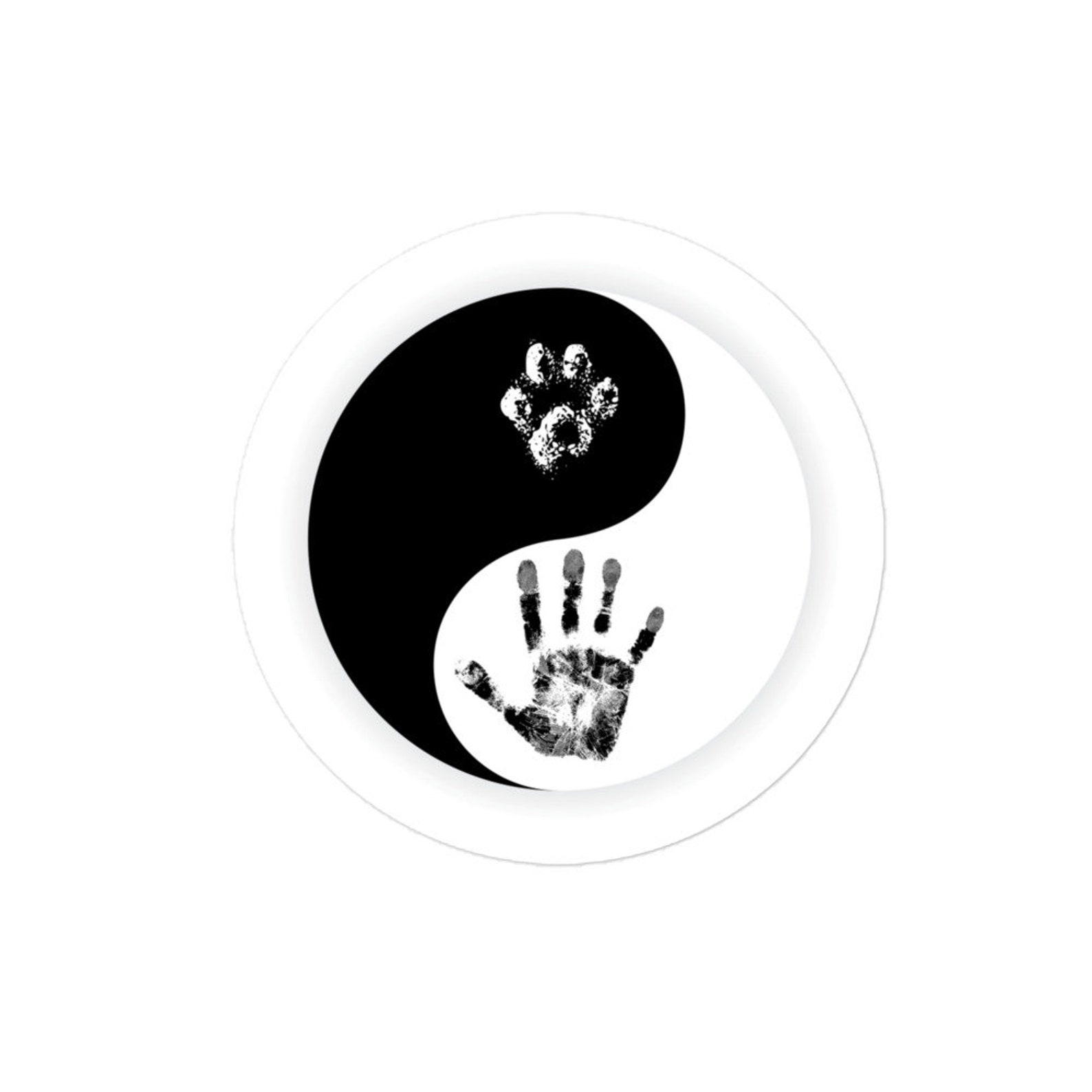 Yin Yang Handprint and Pawprint Symbol Sticker - Vinyl Decal - Original ...