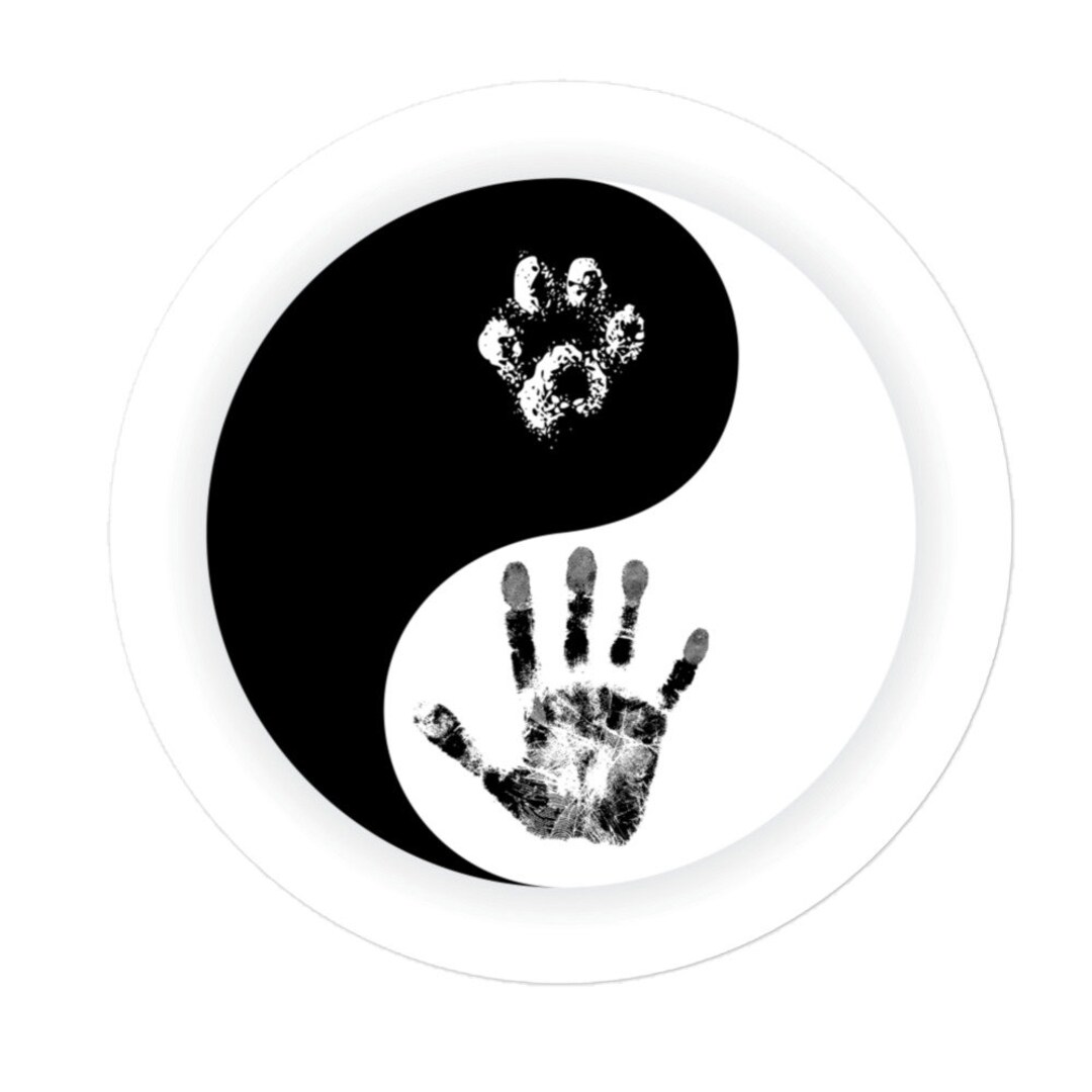 Yin Yang Handprint and Pawprint Symbol Sticker - Vinyl Decal - Original ...