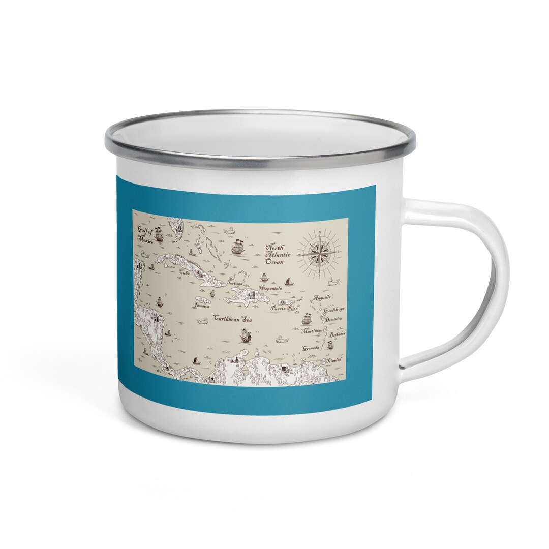 Vintage Sailor's Map Enamel Mug - 12 Oz. - Lightweight and Portable ...
