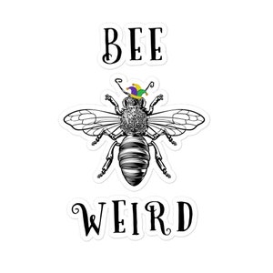 Bee Weird Vinyl Sticker, 3 Sizes, Laptop, Cute Bee With Jester Hat ...