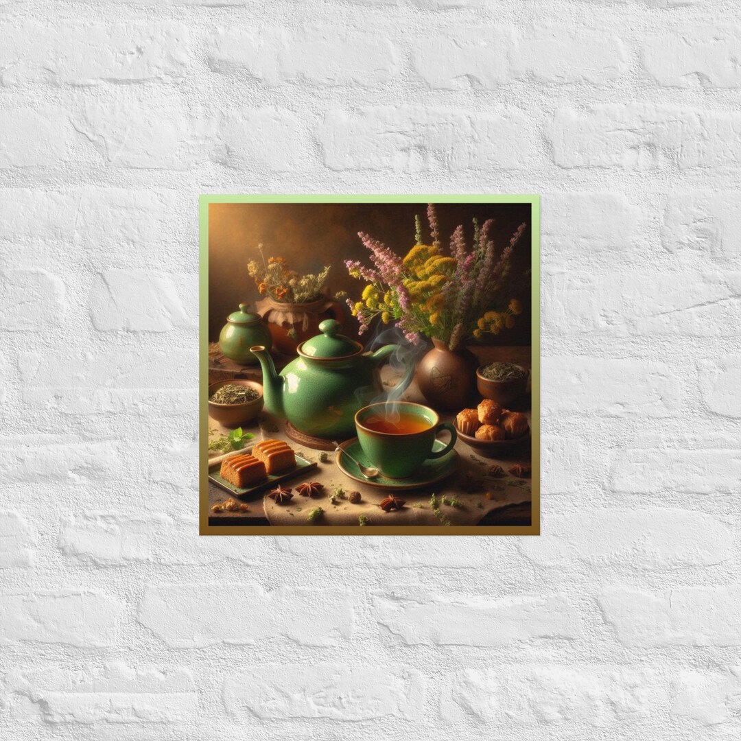 POSTER Green Teapot Soothing Teatime Wall Art - Asst Sizes - Kitchen ...
