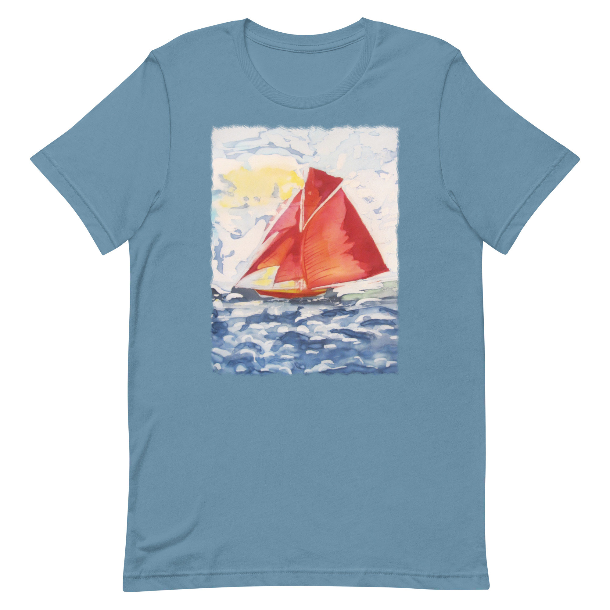 Watercolor Sailboat Graphic Soft Cotton Tee - Asst Colors - Comfy ...