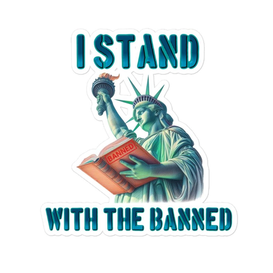 BANNED BOOK Vinyl Decal 3 Size Options Lady Liberty Reading a Banned ...