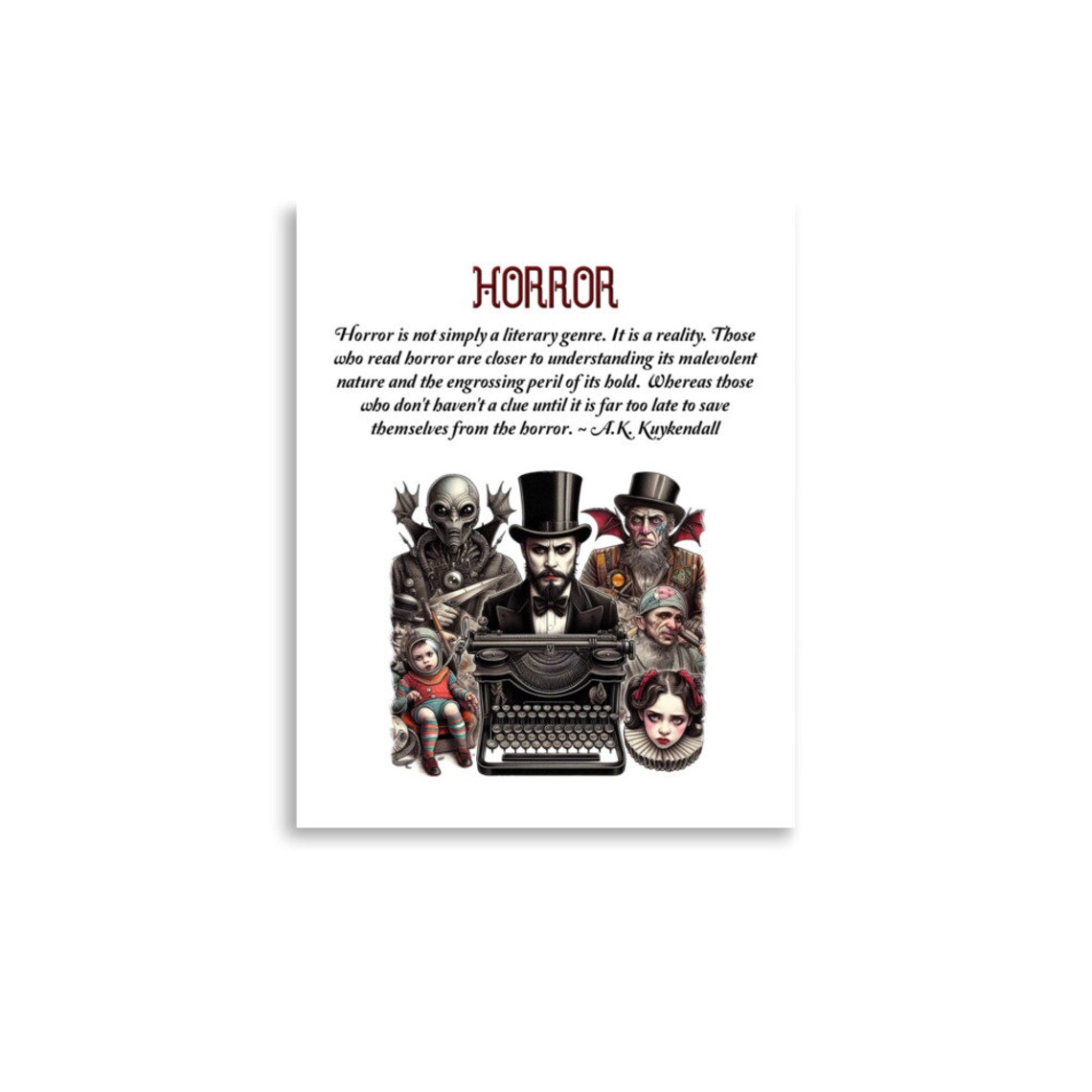Love of Horror Poster for Horror Readers, Writers, 8 Sizes, A.K ...