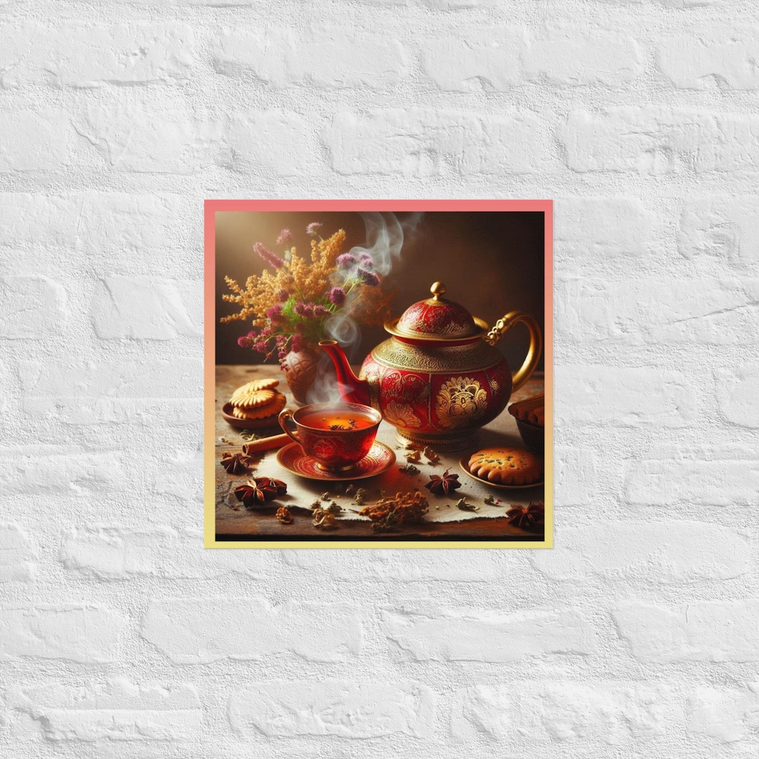 POSTER Red Teapot Warming Tea Wall Art - Asst Sizes - Kitchen Wall Art ...
