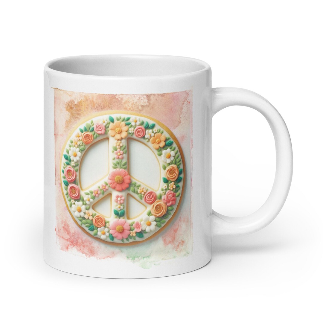Peace Symbol Cookie Peace Symbol Mug - Ceramic - Decorated Cookie ...