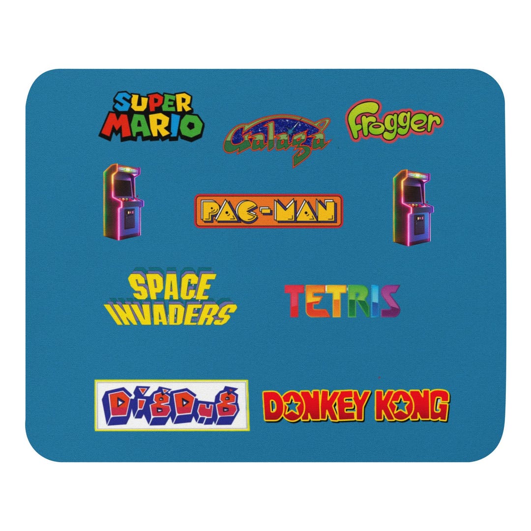 Mouse Pad Classic Retro Arcade Games Natural Rubber Base, Heavy Duty ...
