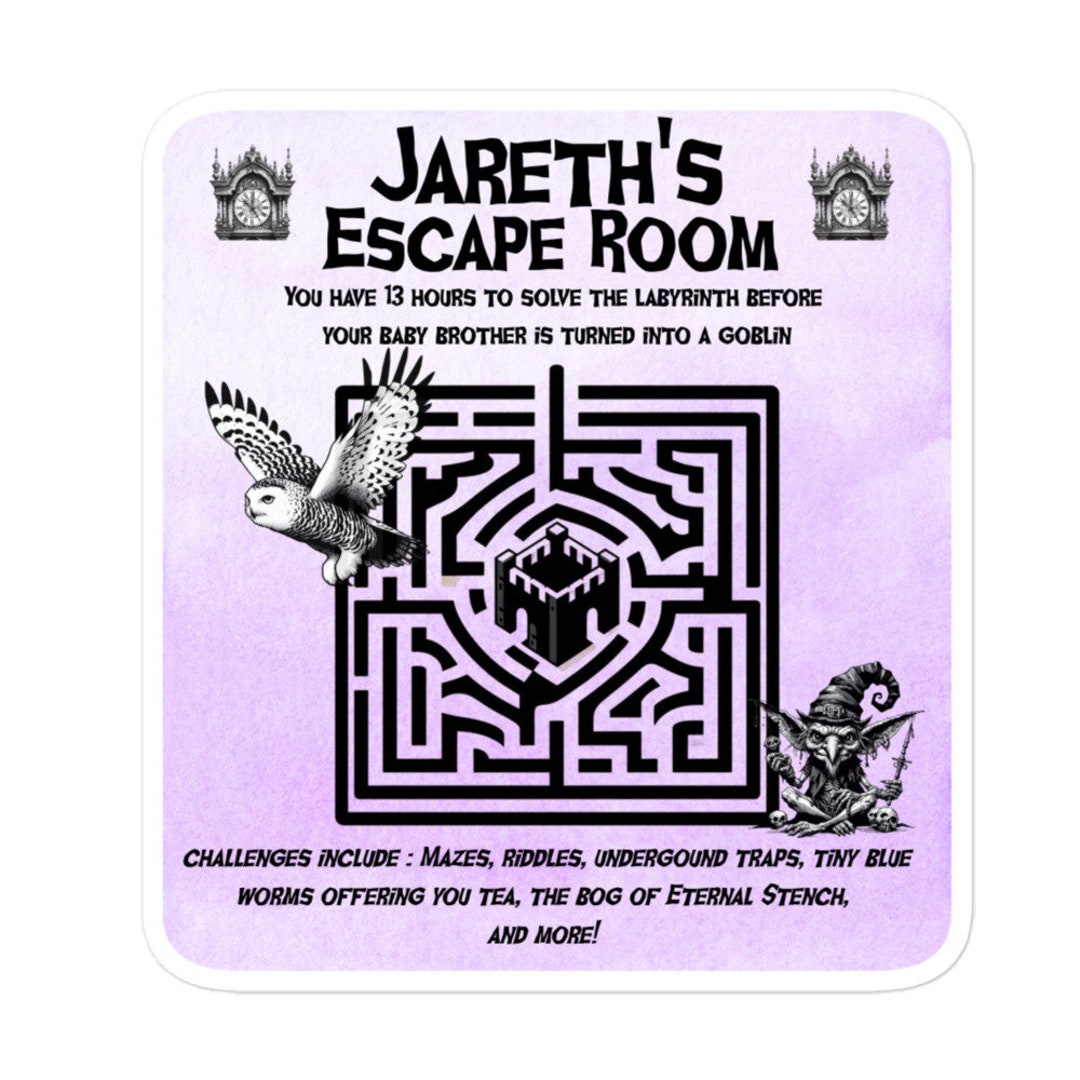 Vinyl Sticker JARETH'S ESCAPE ROOM - Labyrinth Decal - 3 Sizes - Goblin ...