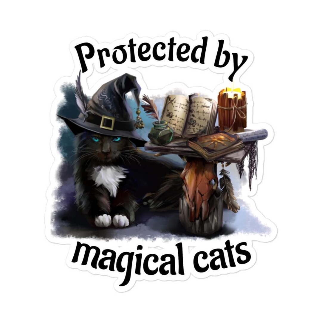 Vinyl Decal Protected by Magical Cats Sticker - Waterproof - 3 Size ...