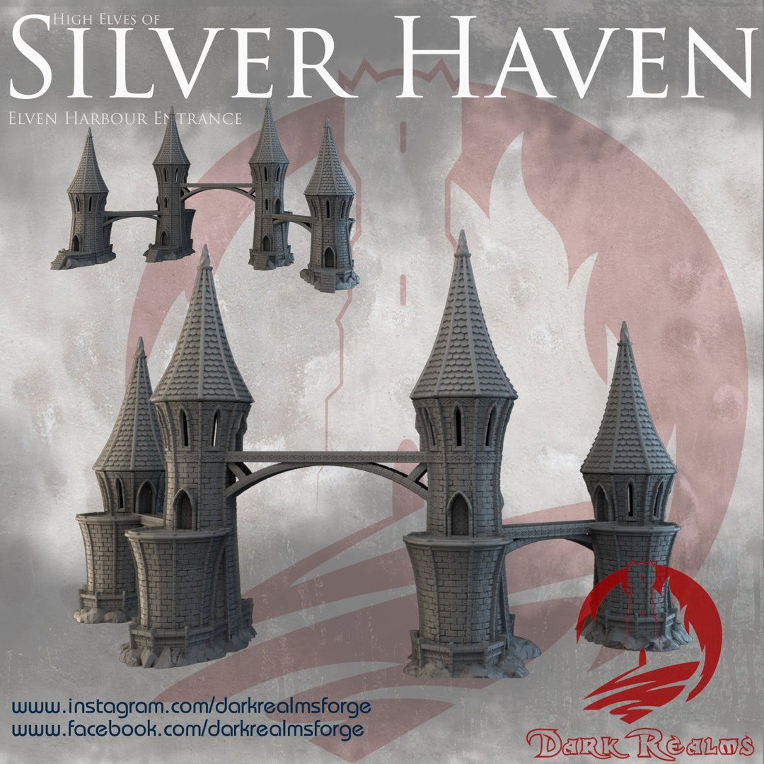 Silver Haven Harbor Entrance 28mm Scale High Elven Themed Terrain by ...