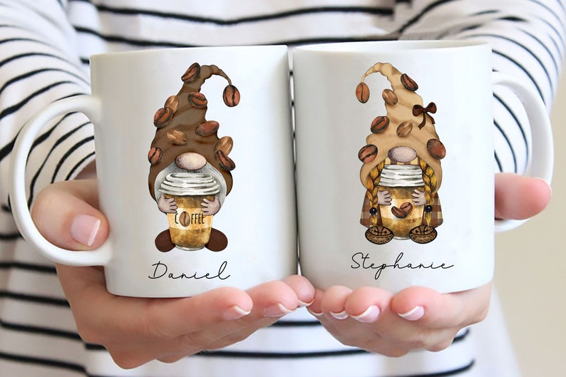 Personalized Coffee Gnome Mug, Ceramic Office Gift - Etsy