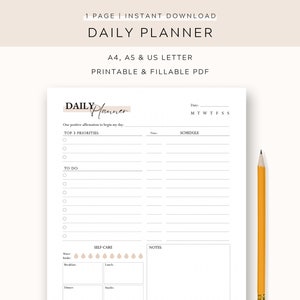 Daily Planner Printable Fillable PDF Daily Priorities, to Do List ...