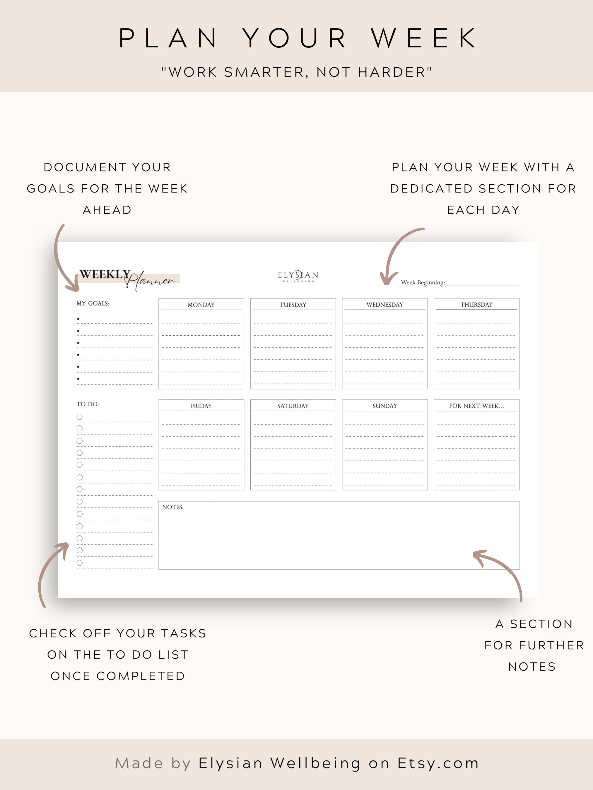 Weekly Planner Printable Fillable PDF Daily Priorities, Productivity ...