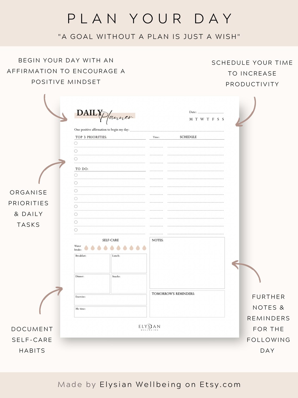 Daily Planner Printable Fillable PDF Daily Priorities, to Do List ...