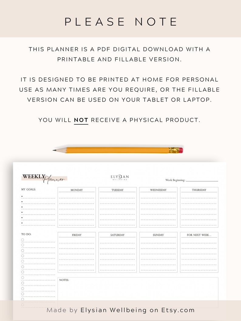 Weekly Planner Printable Fillable PDF Daily Priorities, Productivity ...