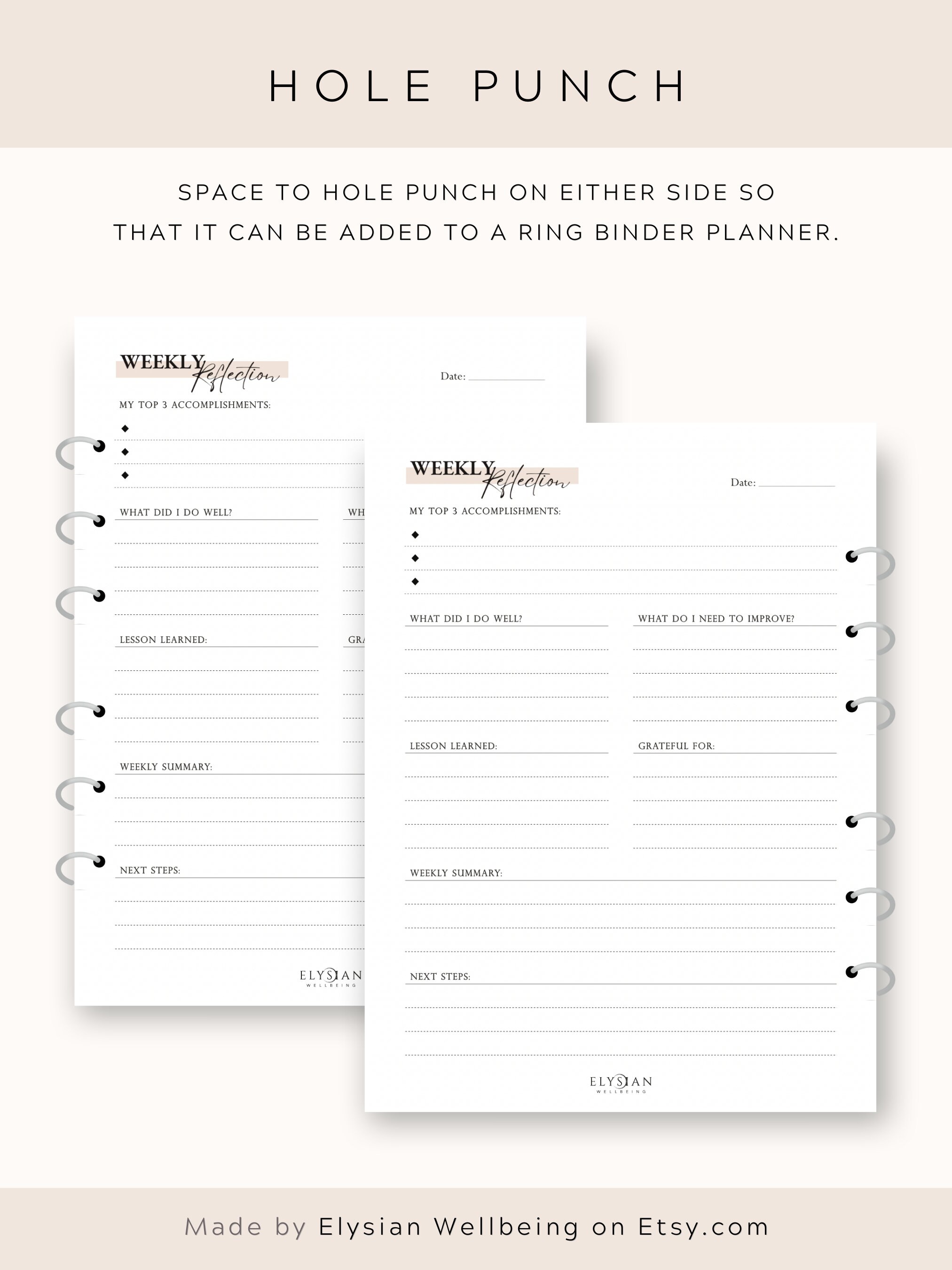 Weekly Reflection Printable Fillable PDF Achievements, Gratitude, Goals ...