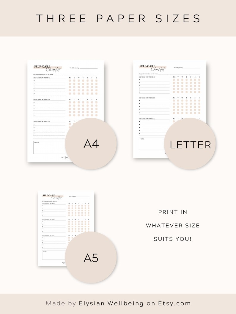 Weekly Self-care Checklist Printable Fillable PDF Mind - Etsy