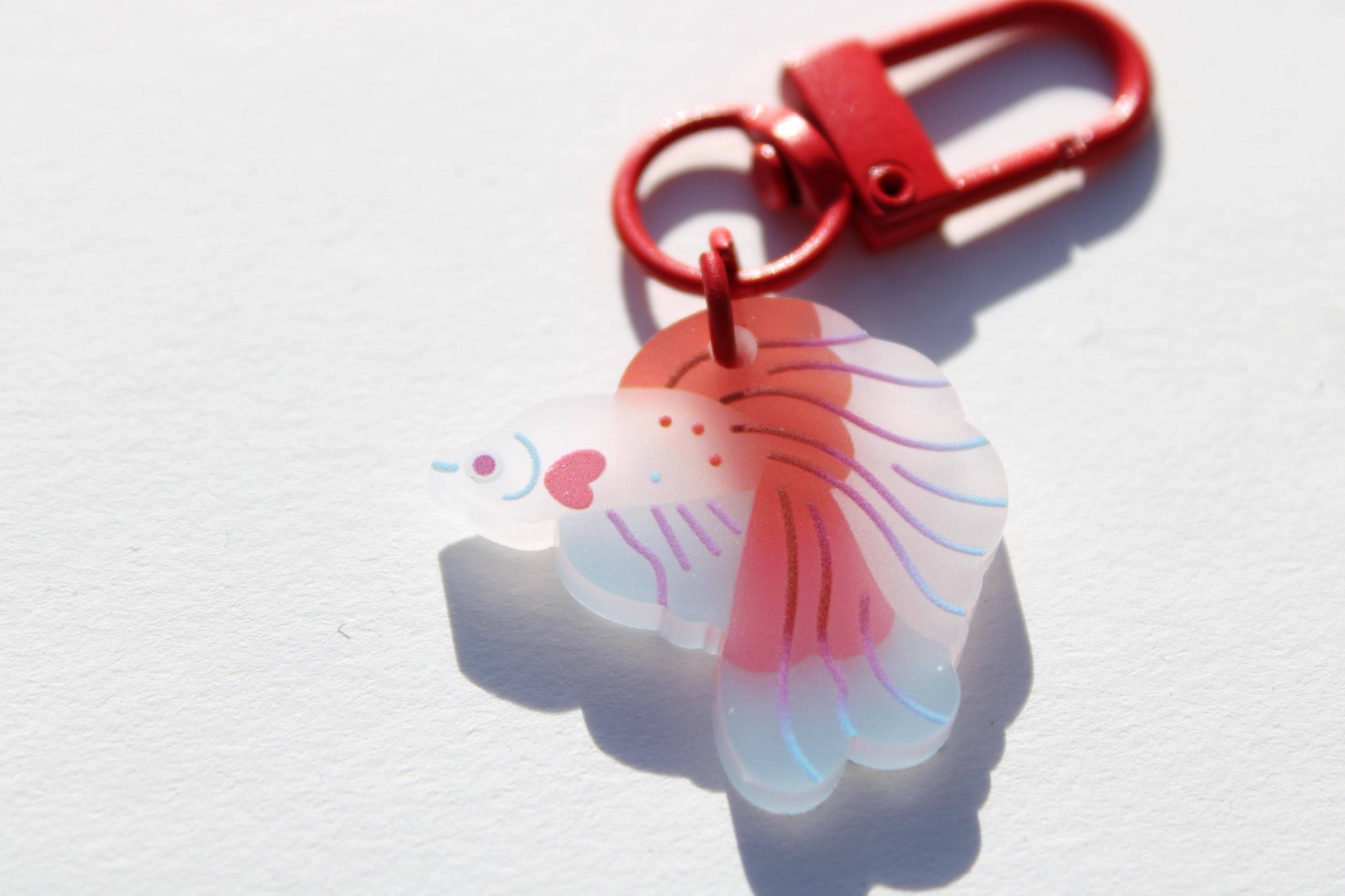 Betta Fish Frosted Acrylic Charms | Pet Aquarium Keychain - Etsy