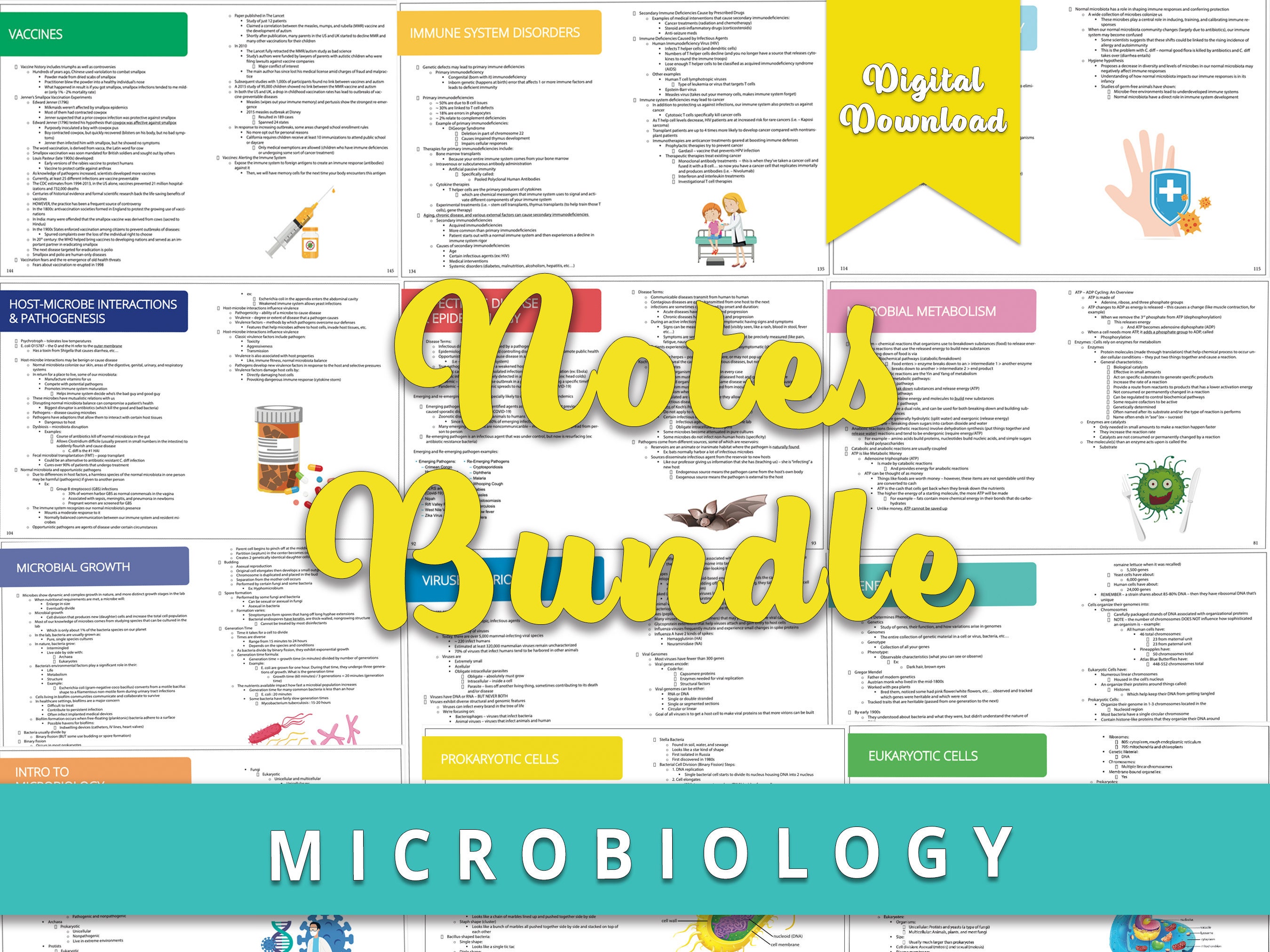Microbiology Notes Bundle, Microbiology Study Guide, Digital Download ...