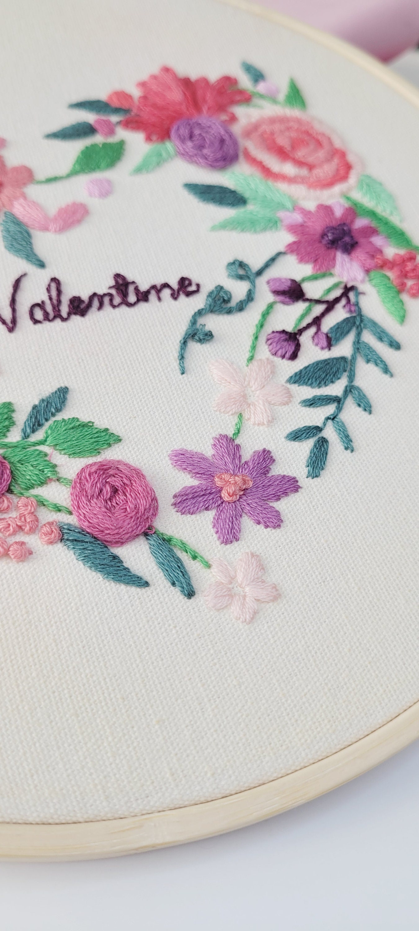 Valentines Embroidery Beginner Kit, DIY , Floral Embroidery Pattern ...