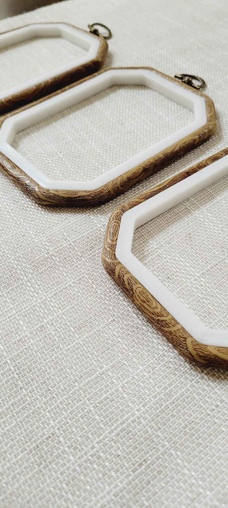 Octagon Embroidery Display Hoops, 3 Pcs Set, Imitated Wood Plastic ...