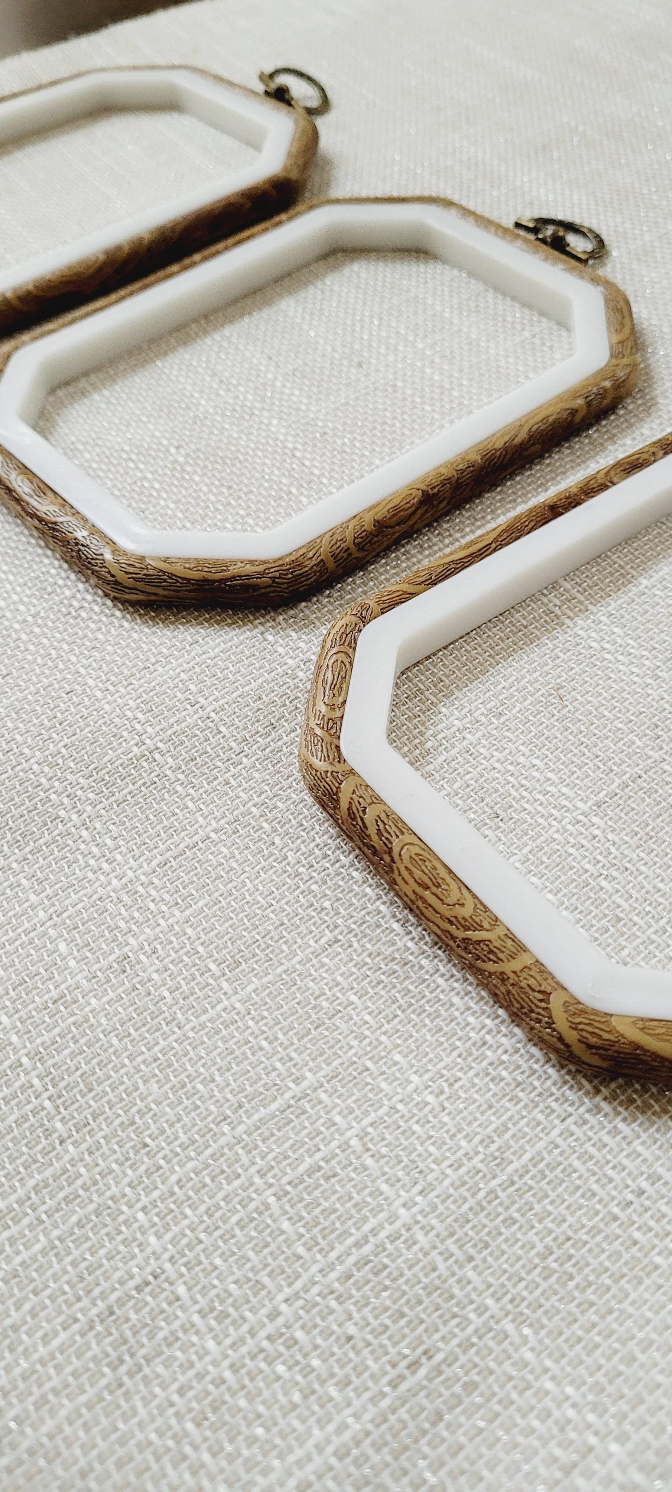Octagon Embroidery Display Hoops, 3 Pcs Set, Imitated Wood Plastic ...