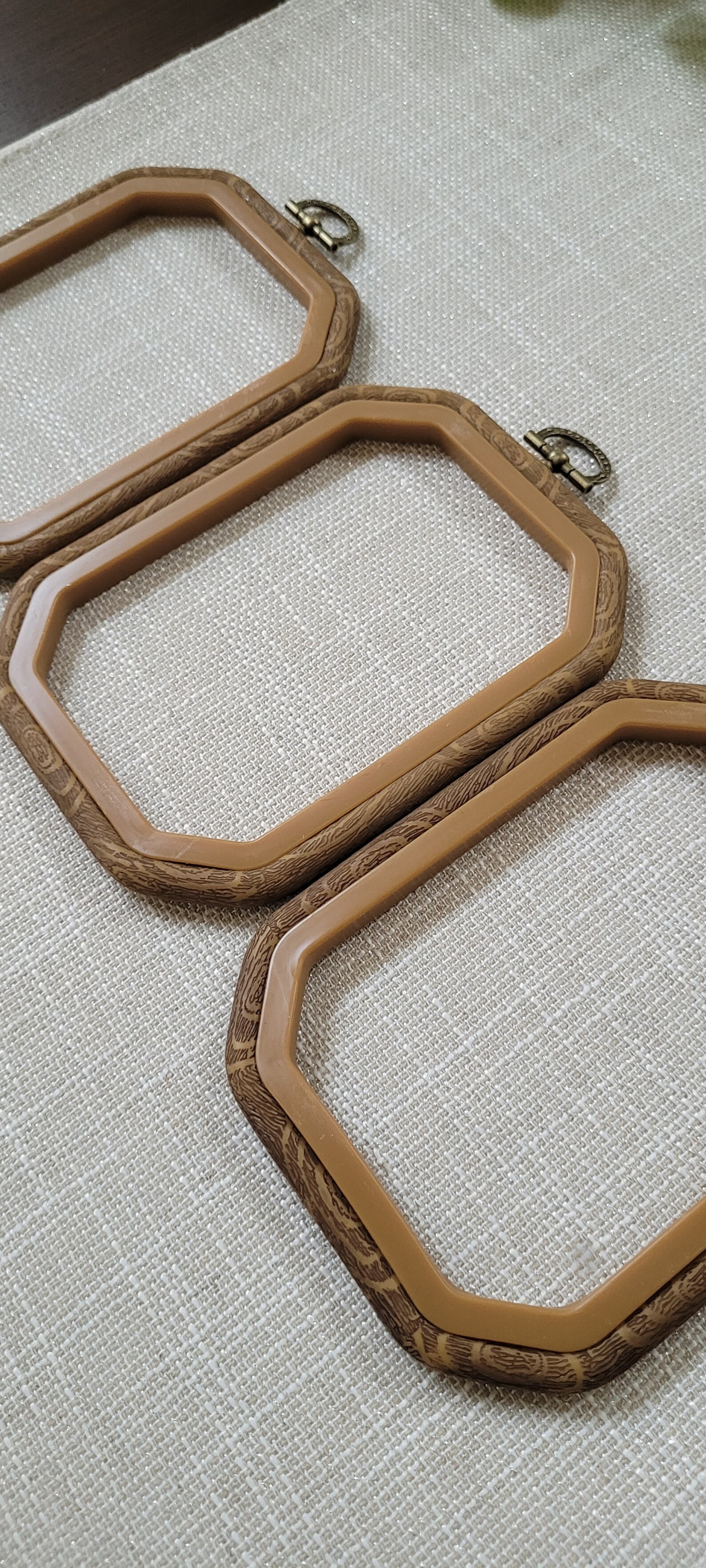 Octagon Embroidery Display Hoops, 3 Pcs Set, Imitated Wood Plastic ...