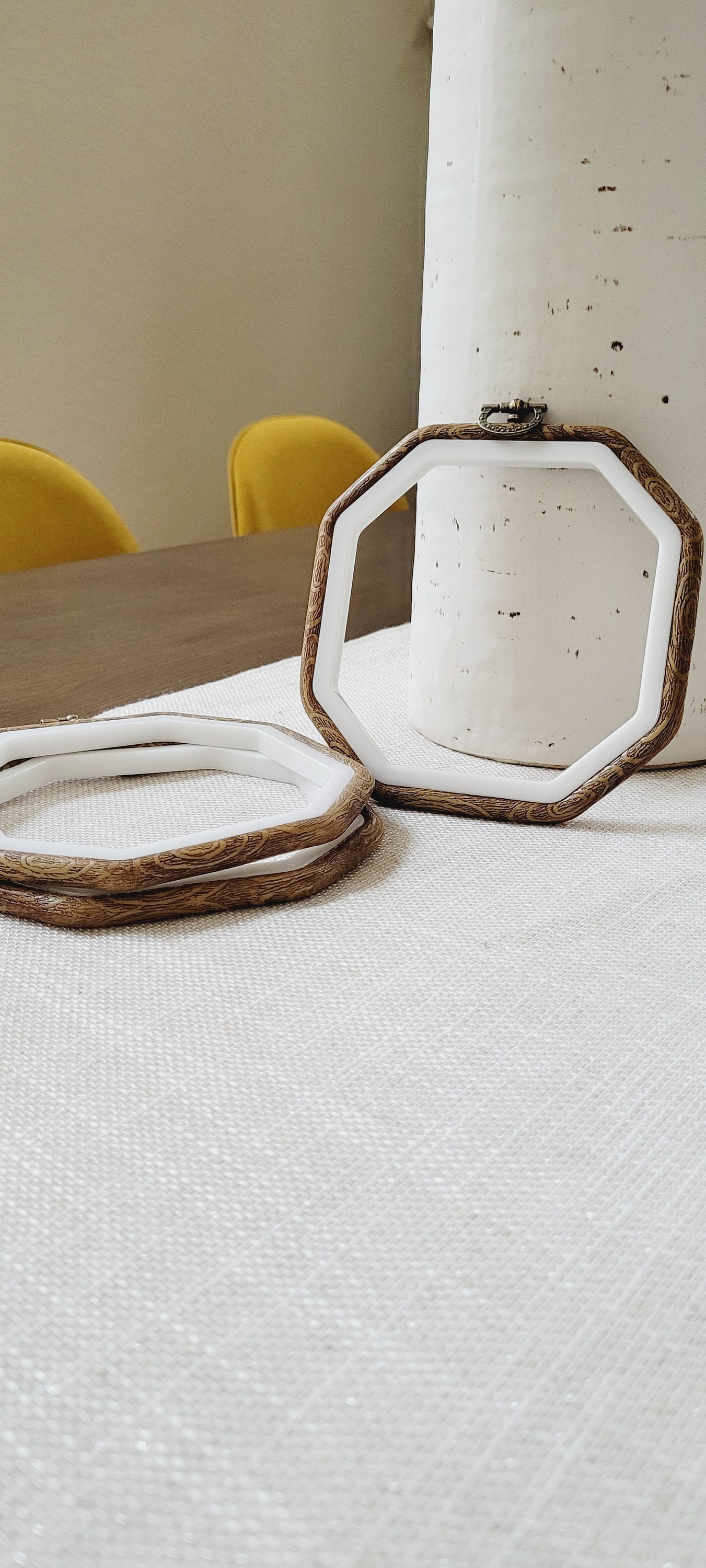 Octagon Embroidery Hoops , 3 Pcs Set, Imitated Wood Plastic Hoop ...
