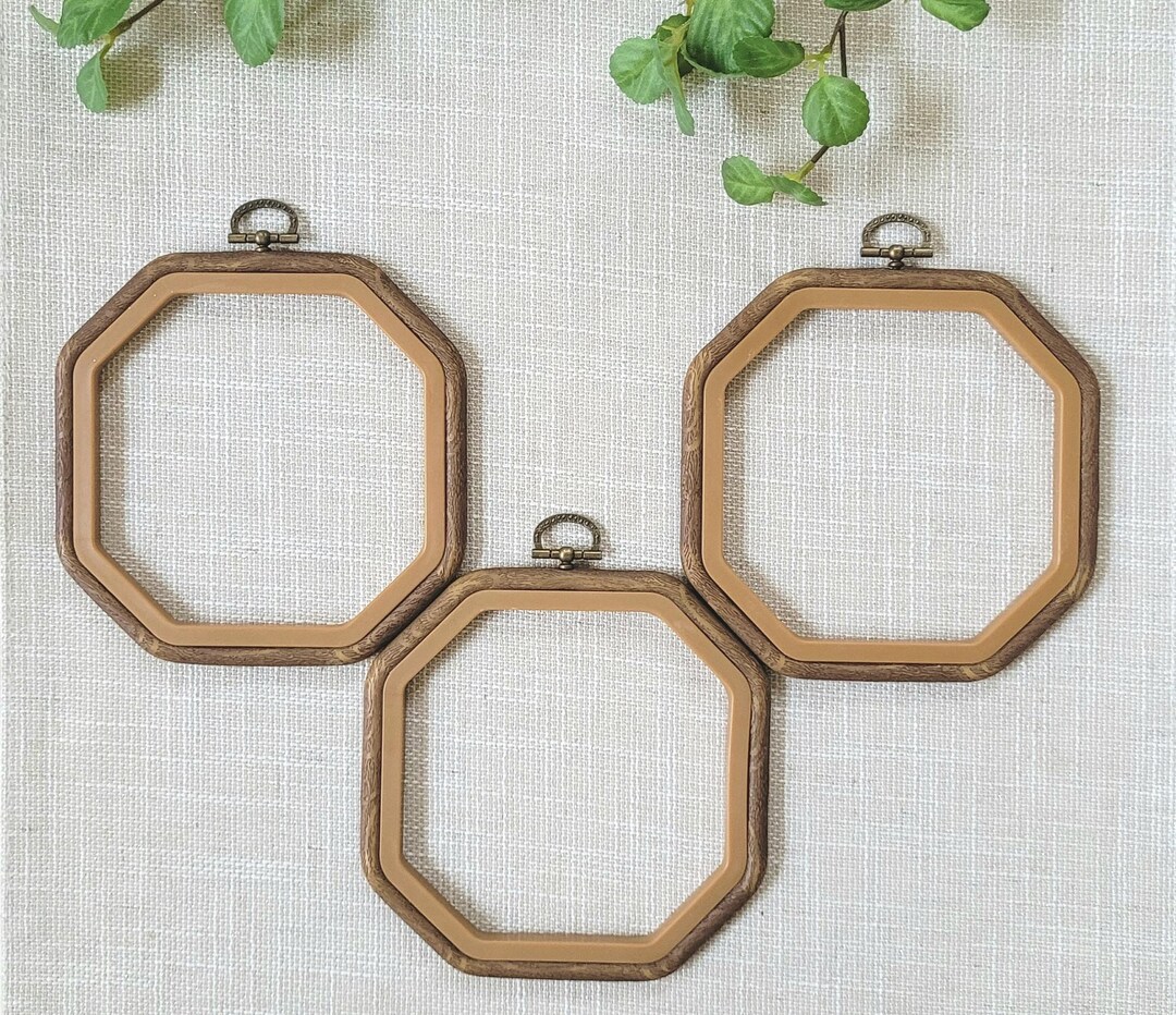 Octagon Embroidery Hoops , 3 Pcs Set, Imitated Wood Plastic Hoop ...